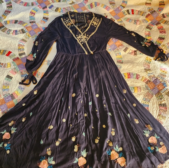 Free People | Dresses | Free People Floral Embroidered Maxi Dress ...
